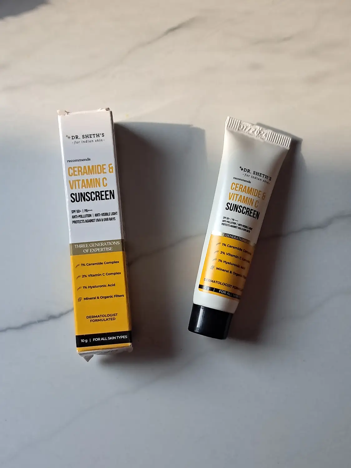 Dr. Sheth's Ceramide And Vitamin C Sunscreen SPF 50 PA+++ VS hyphen
