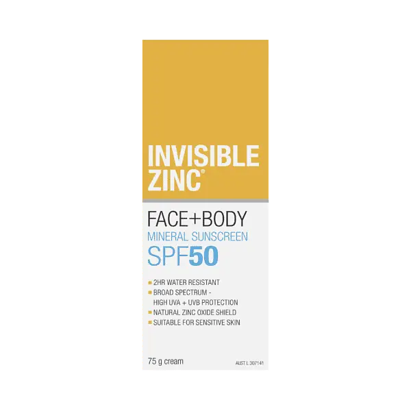 Invisible Zinc Face + Body Mineral Sunscreen SPF 50 (Ingredients