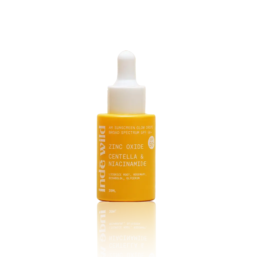 inde wild 12% Zinc Oxide AM Sunscreen Glow Drops SPF 50+ (Ingredients