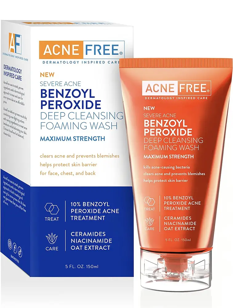 Acne Free Benzoyl Peroxide Deep Cleansing Foaming Wash (Ingredients