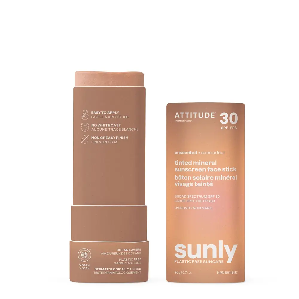 ATTITUDE Sunly Tinted Mineral Sunscreen Face Stick SPF 30 (Ingredients