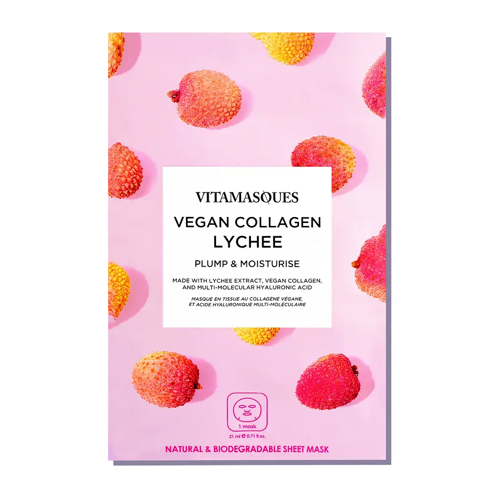 Vitamasques Vegan Collagen Lychee Face Sheet Mask (Ingredients